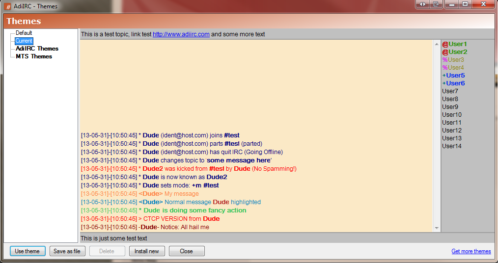 AdiIRC - Free IRC Client - Themes